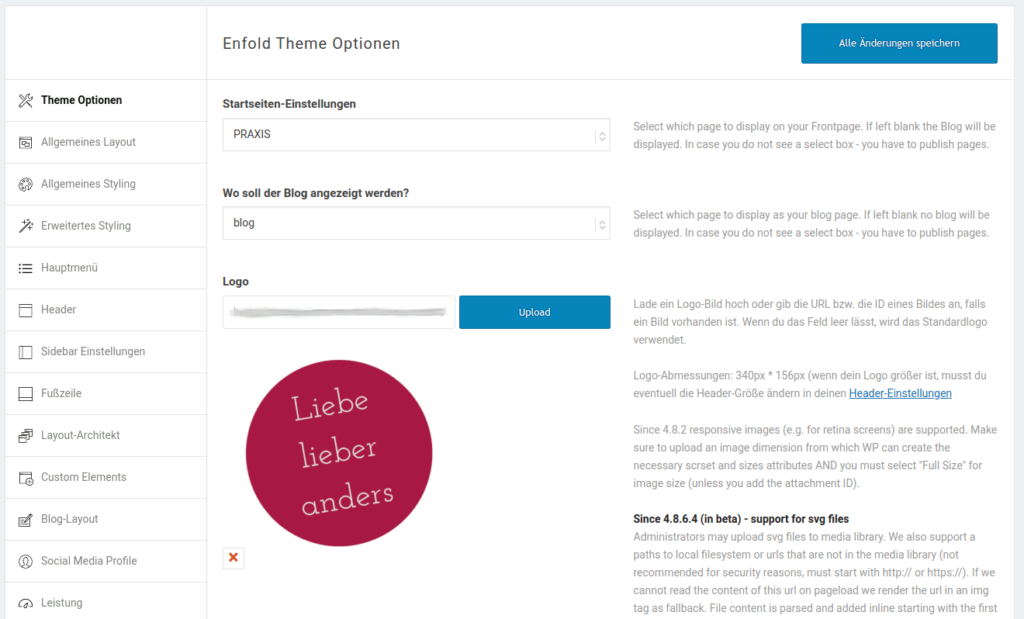 Das Standard Enfold Logo entfernen - Webdesign aus Weimar